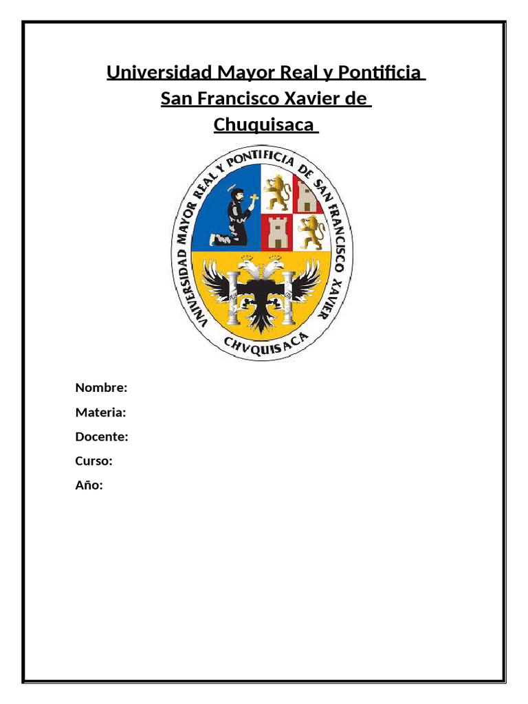 Caratula Presentacion Tareas Usfx | PDF