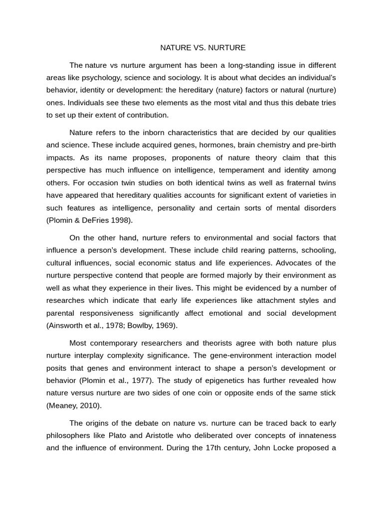 Nature Vs Nurture | PDF