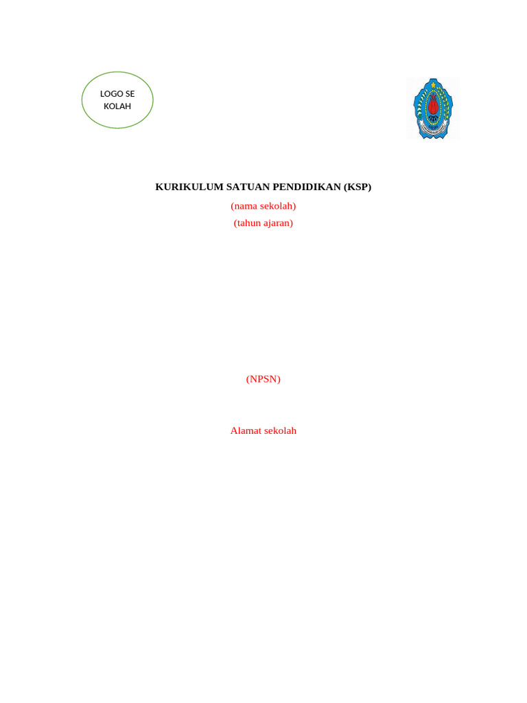 Template Kurikulum Satuan Pendidikan | PDF