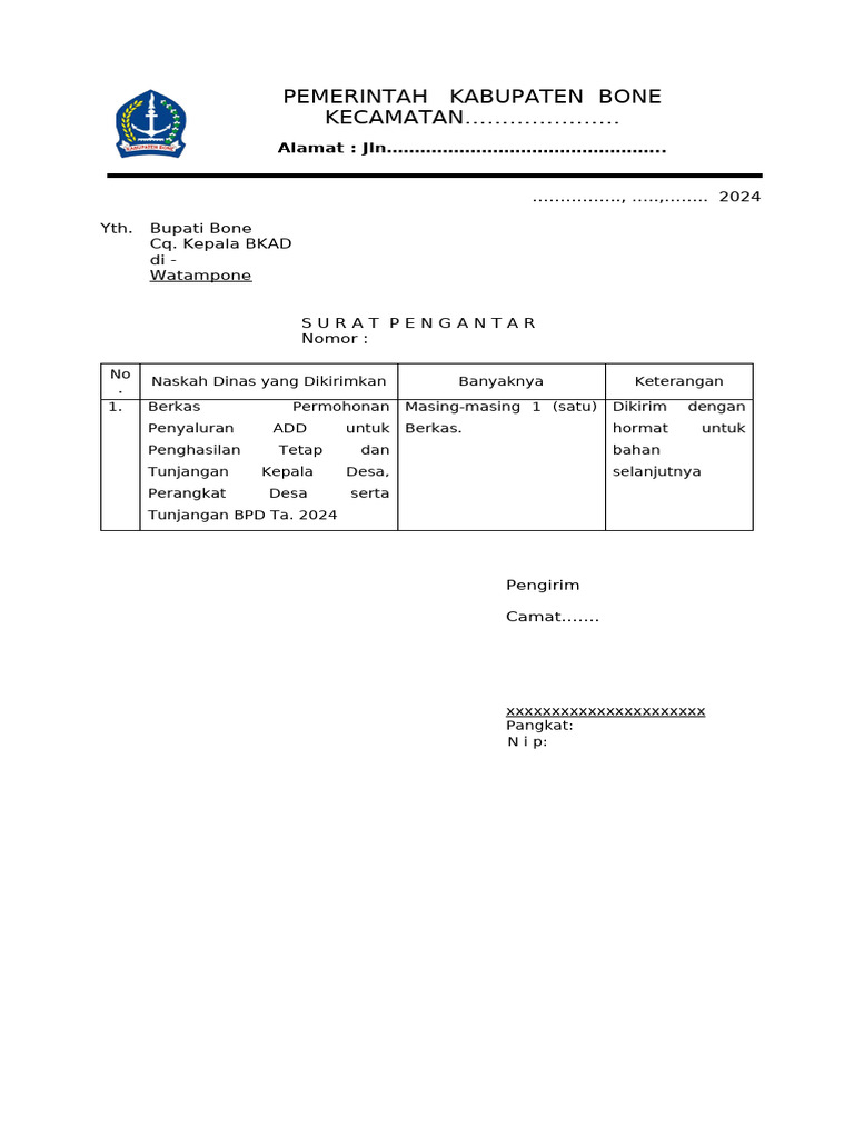 SURAT PENGANTAR Camat | PDF