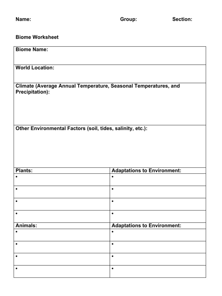 Biomes-Worksheet | PDF