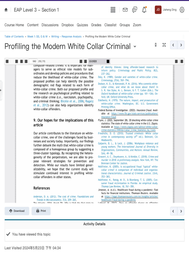 Profiling The Modern White Collar Criminal - EAP Level 3 - Section 1 5 | PDF