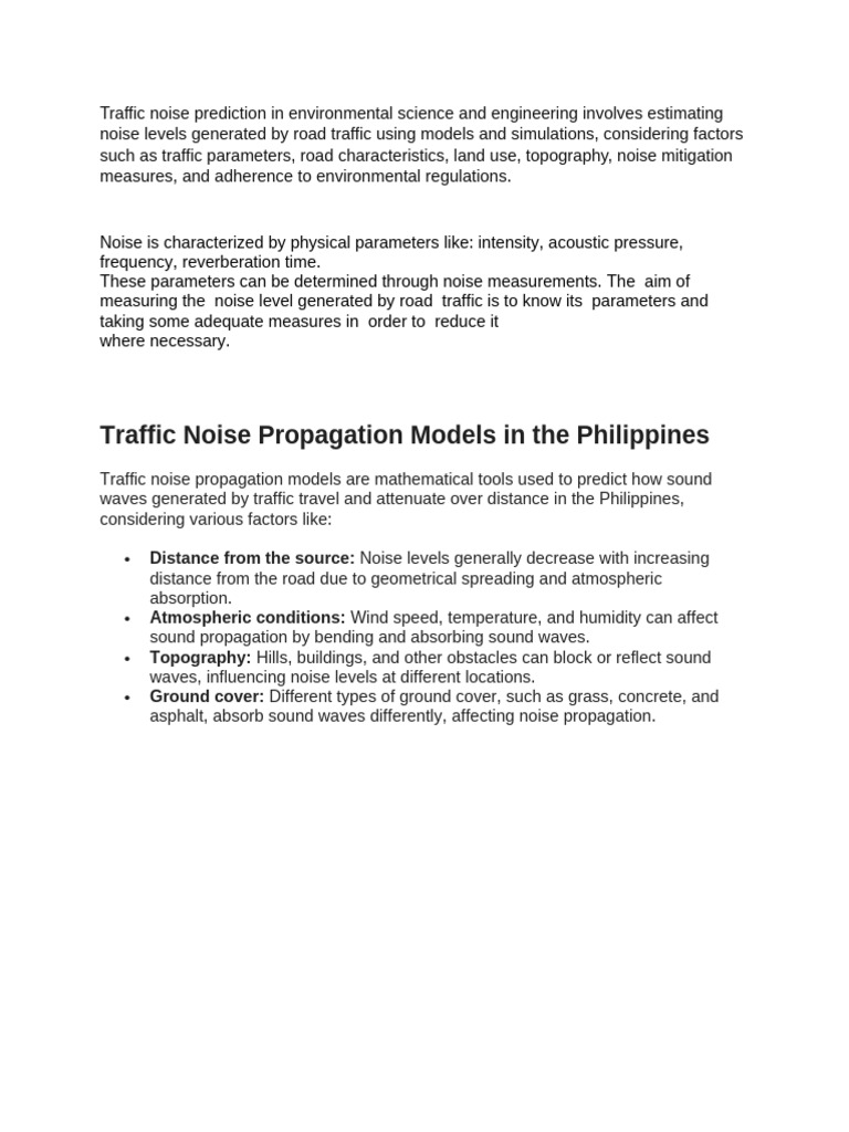 Traffic Noise Prediction | PDF