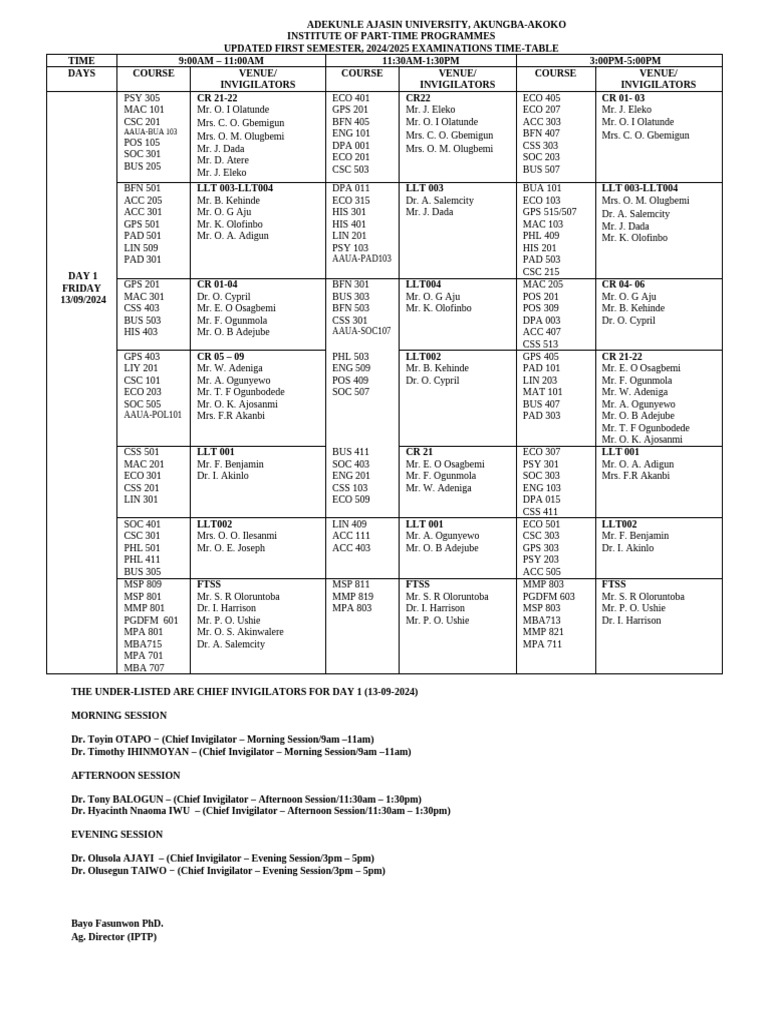 Updated Time Table 24-25-2 | PDF