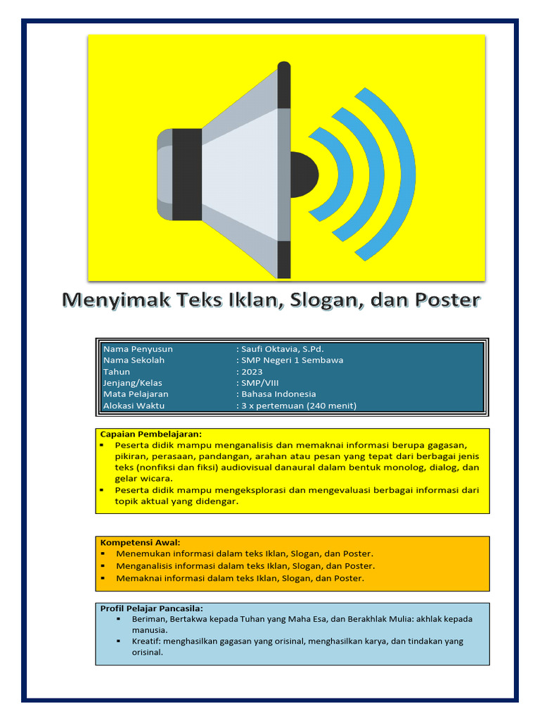 Bab 2 Modul Ajar Marbi Klas 8 Iklan, Slogan, Poster-Dikompresi | PDF