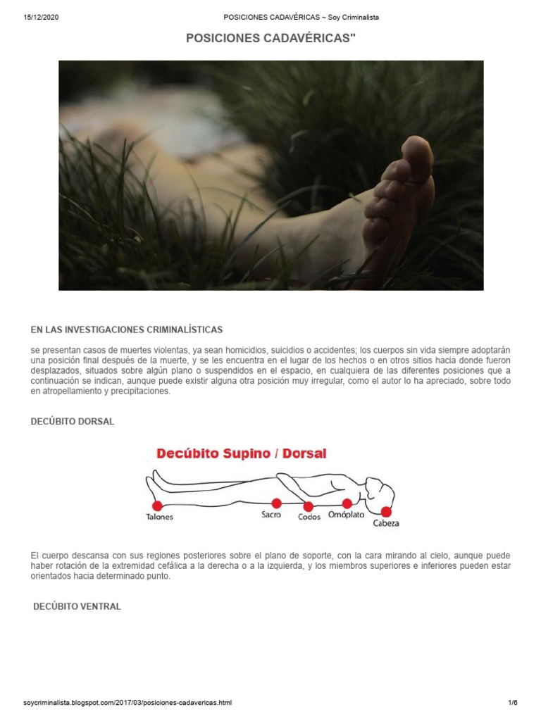 POSICIONES CADAVÉRICAS - Soy Criminalista | PDF