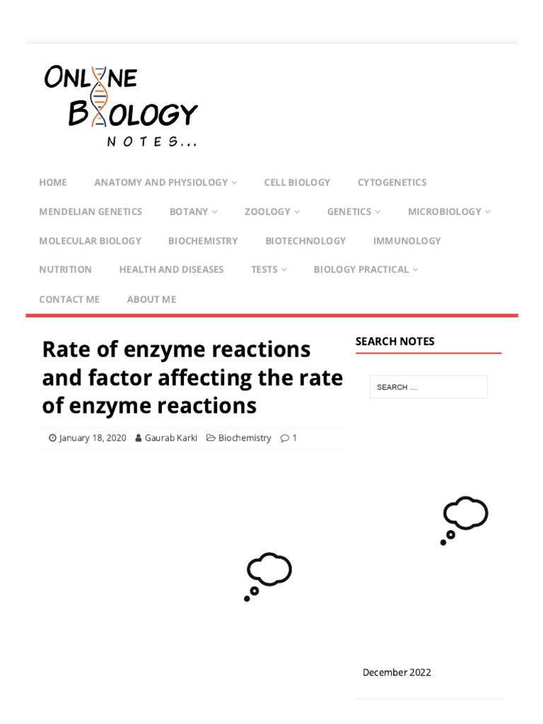 Rate of Enzyme Reactions and Factor Affecting The Rate of Enzyme ...
