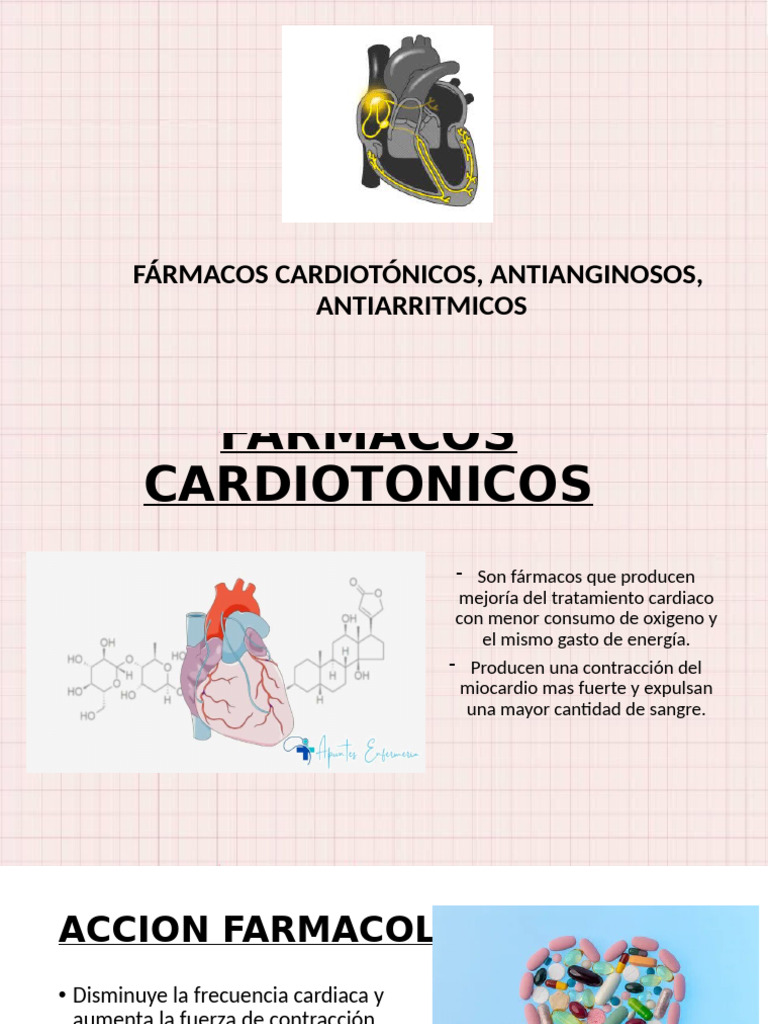 Fármacos Cardiotonicos, Antianginosos, Antiarrítmicos | PDF ...