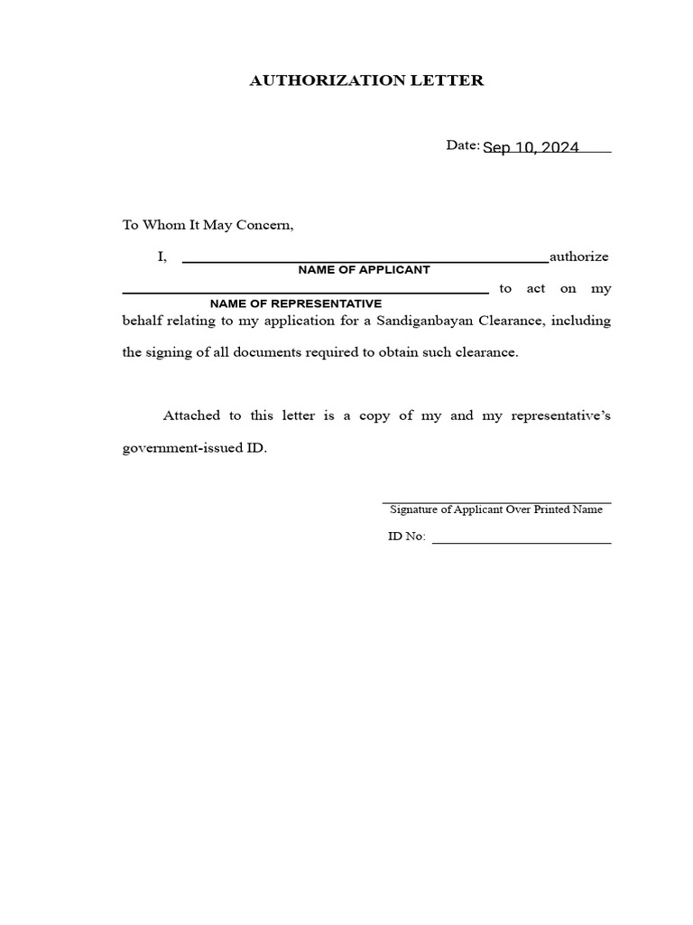 Sample Authorization Letter | PDF