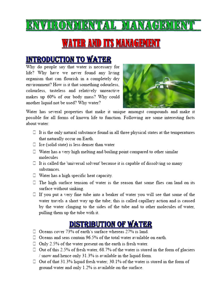Water and Its Management-1 | PDF