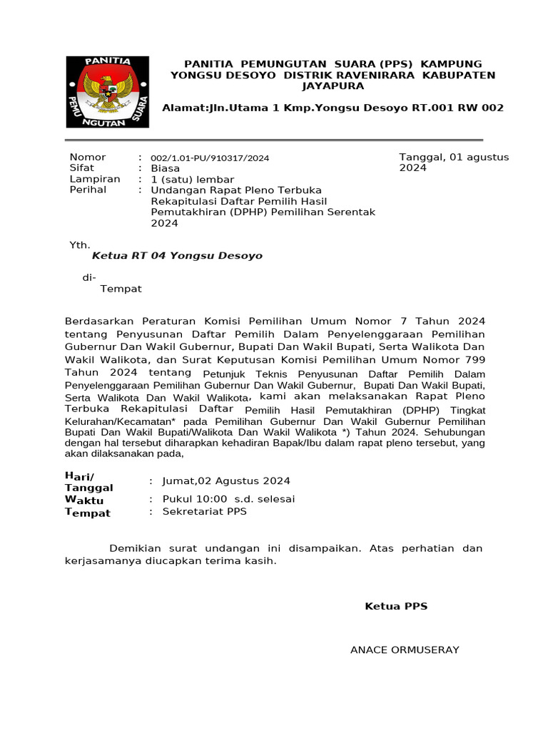 03 Draft Undangan DPHP Pps - PPK | PDF