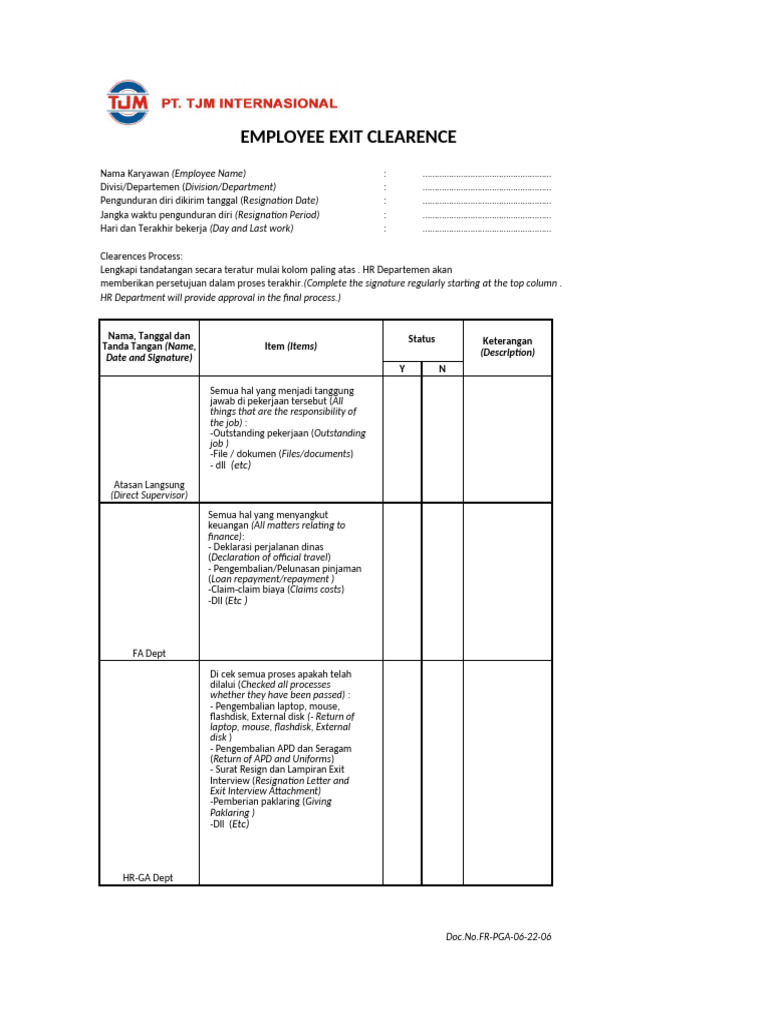 Exit Clearence | PDF