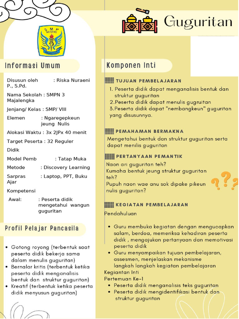 Modul Ajar Guguritan Kelas 8 FIX | PDF