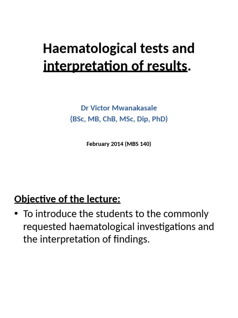Haematologic Examinations and Their Interpretation-1 | PDF