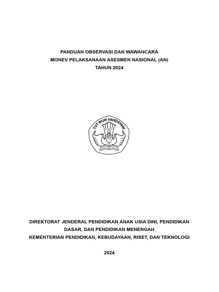 Instrumen Observasi Dan Wawancara MONEV Pelaksanaan AN 2024 | PDF