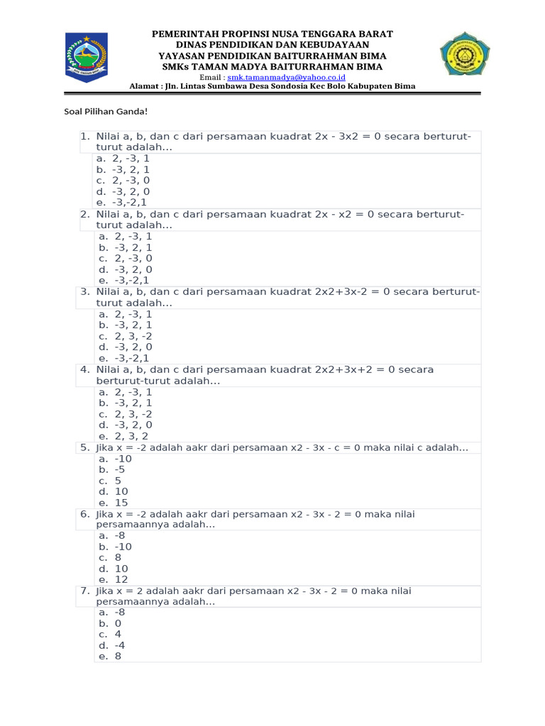 Matematika Kelas XI PAS SMKS | PDF