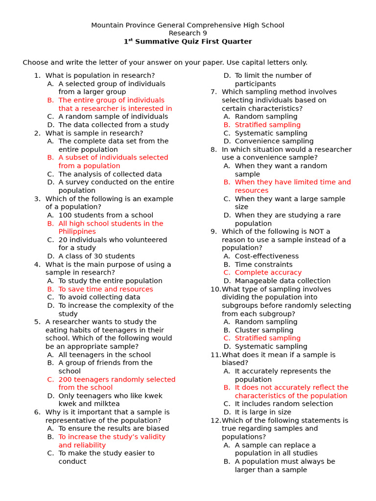 1st summative quiz | PDF