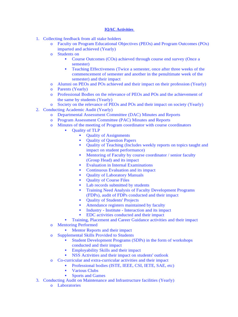 IQAC List of Files | PDF
