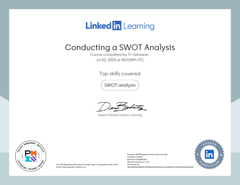 Conducting A SWOT Analysis - Linkedin Learning | PDF