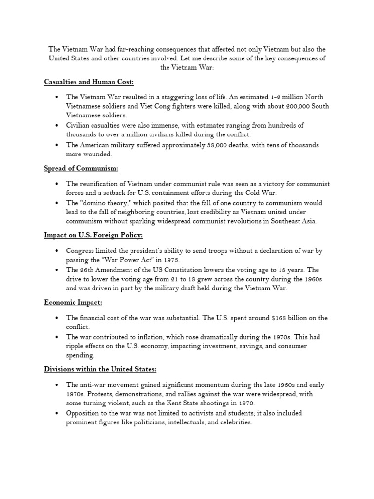 Consequences of the Vietnam War Explained | PDF | Vietnam War | Vietnam