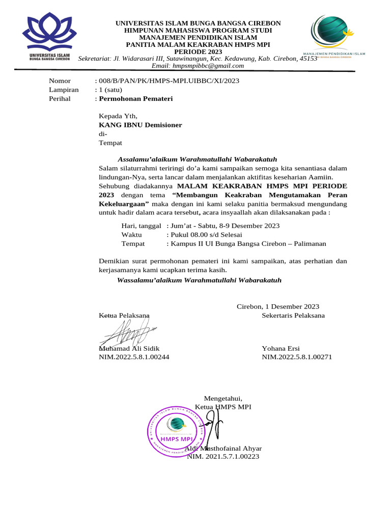 Surat Undangan Makrab | PDF