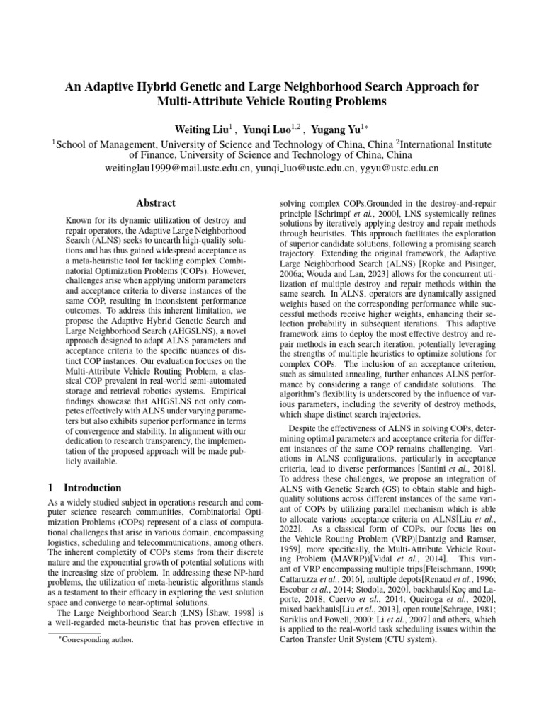 An Adaptive Hybrid Genetic and Large Neighborhood Search Approach For Multi-Attribute Vehicle ...