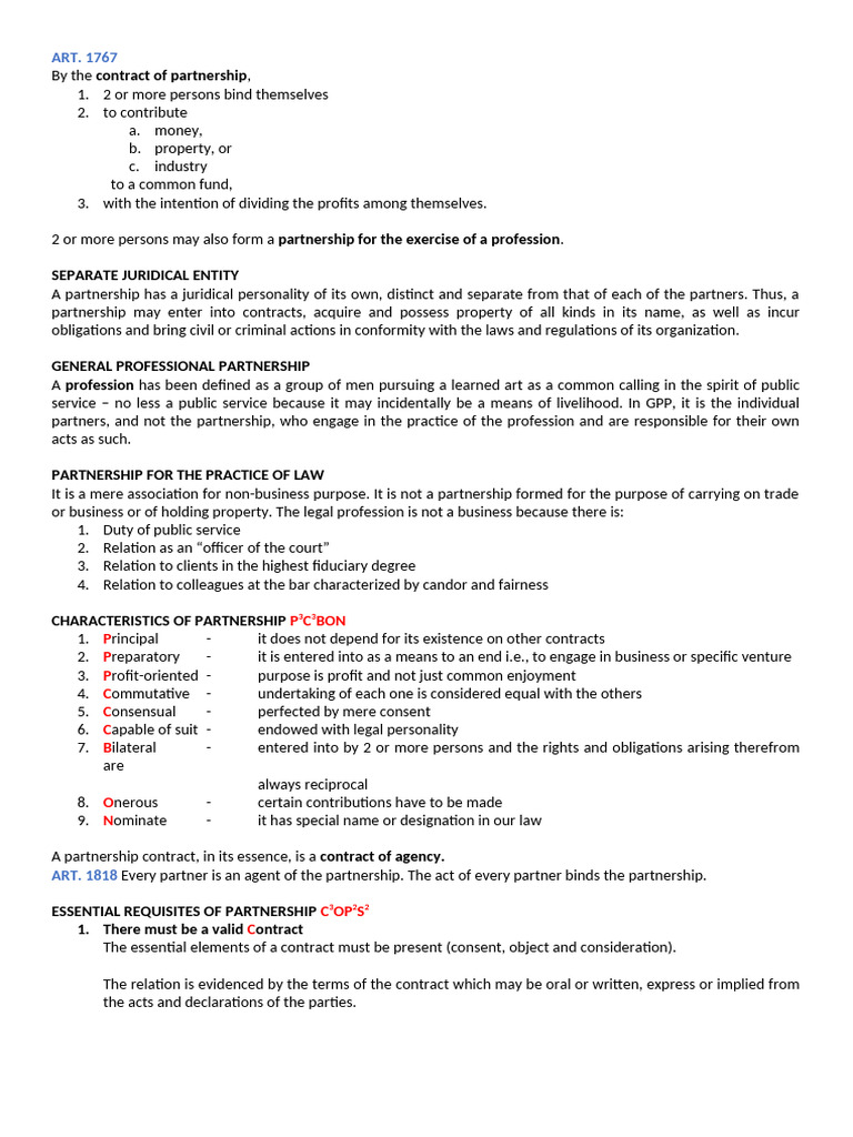 Partnership Notes | PDF