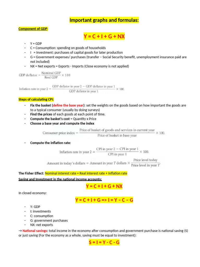 Key Economic Formulas and Concepts | PDF | Consumption (Economics ...