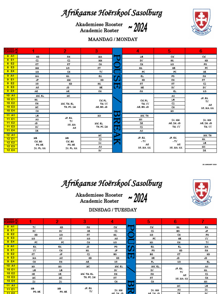 AKADEMIESE ROOSTER - 28 Januarie 2024 | PDF