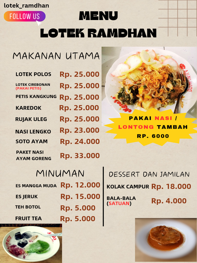 Menu Lotek Ramdhan | PDF