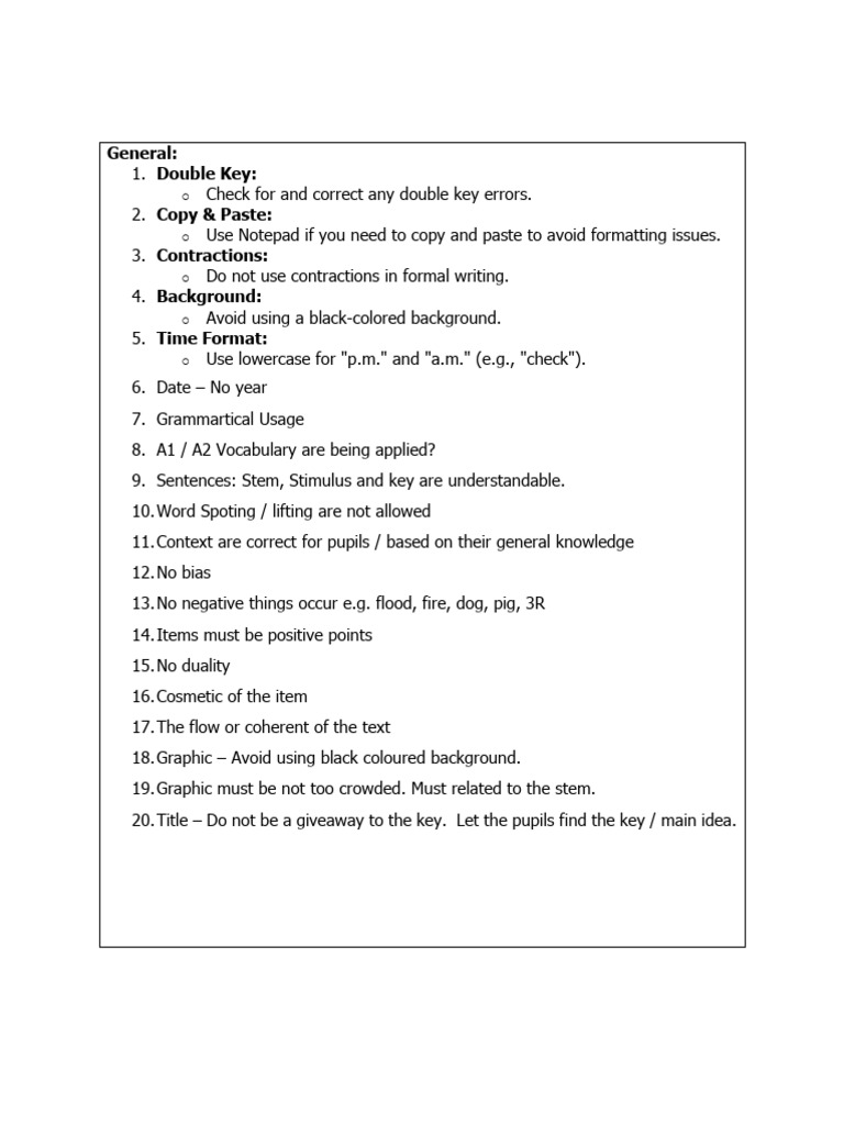 Common Issues Found in Items | PDF