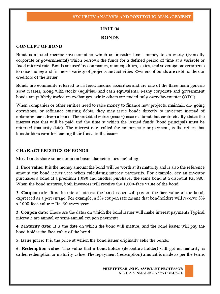 UNIT 04 - Bonds | PDF