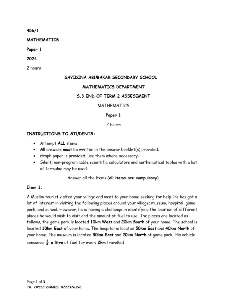 s.3 MTC E.O.T 2 | PDF