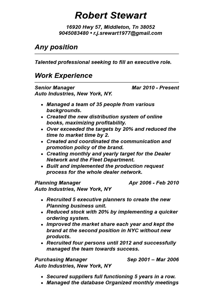 Resume Robert Stewart | PDF