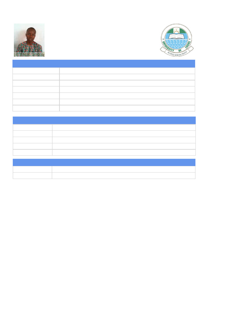 University of Lagos Application Form | PDF