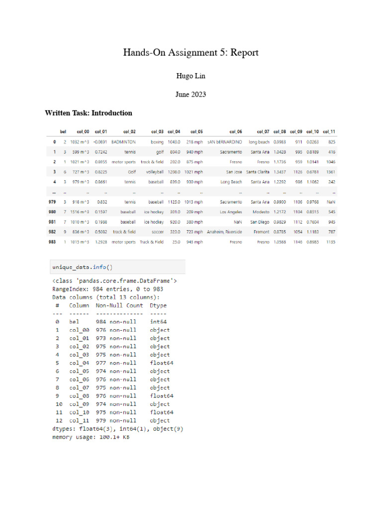 Hands-On Assignment 5 - Report | PDF