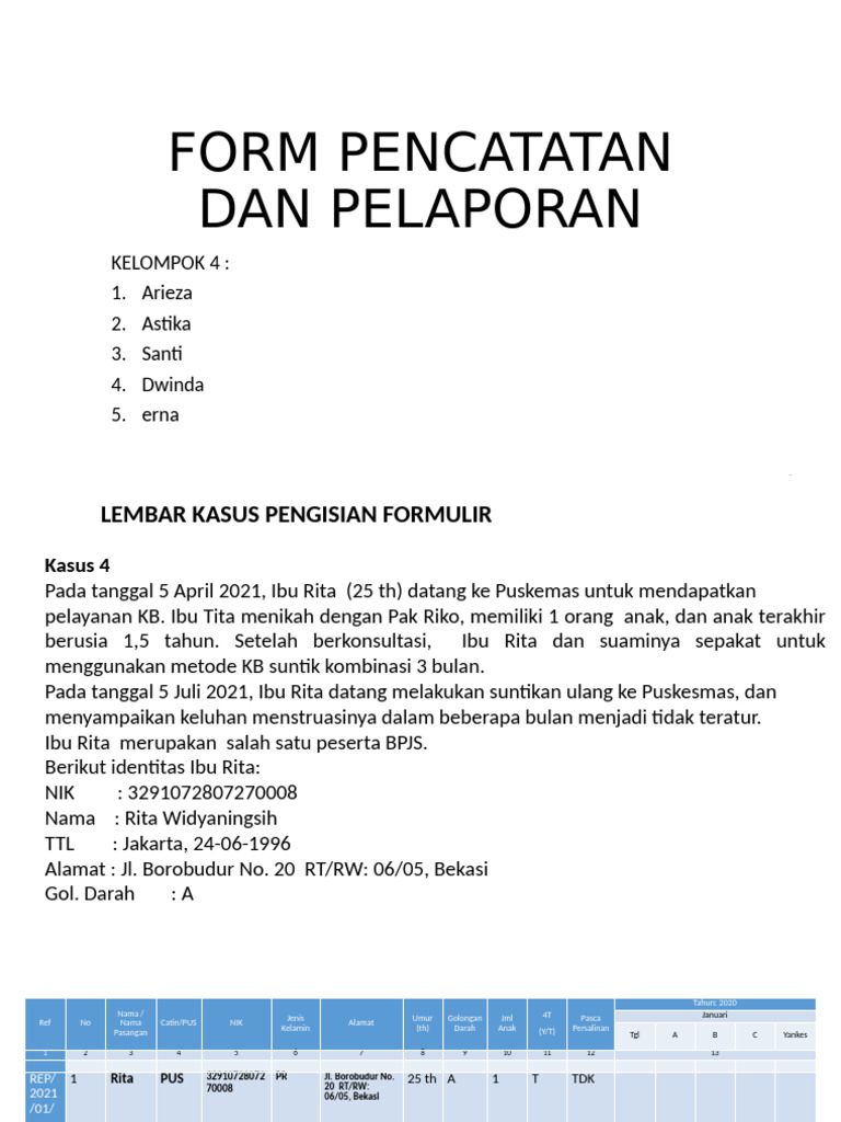 Form Pencatatan Dan Pelaporan | PDF
