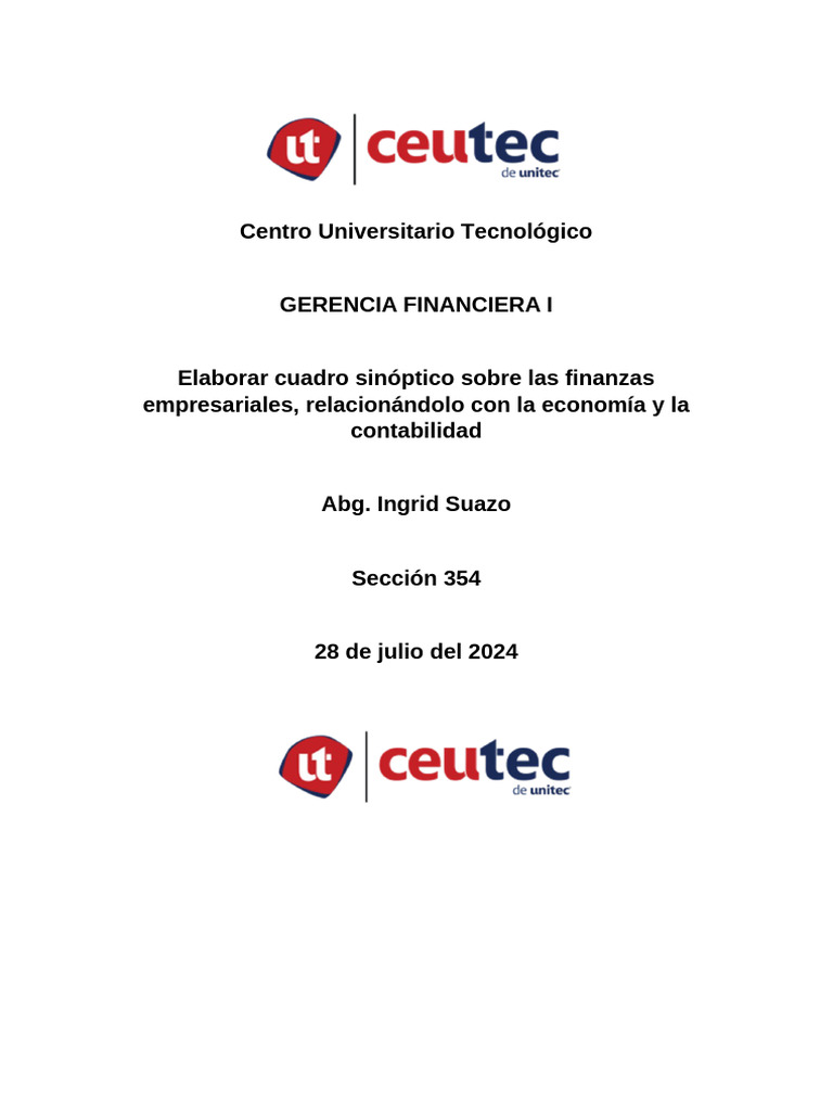 Elaborar Cuadro Sinóptico Sobre Las Finanzas Empresariales ...