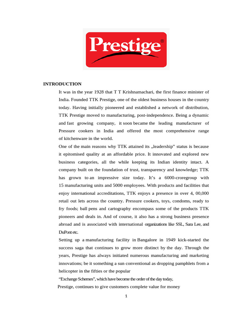 TTK PRESTIGE - Revised | PDF