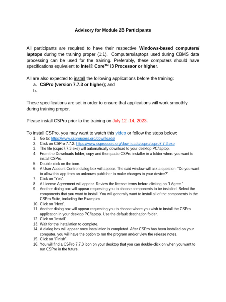 For LGU - Advisory For Module 2B Participants | PDF