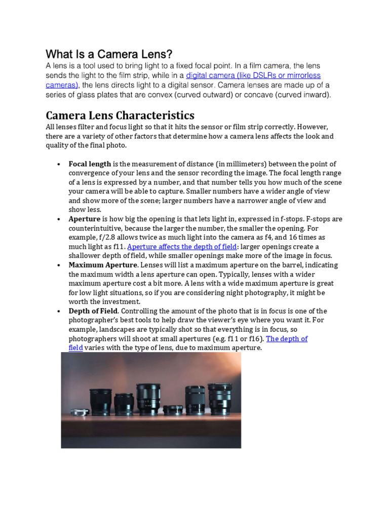 Understanding Camera Lenses | PDF