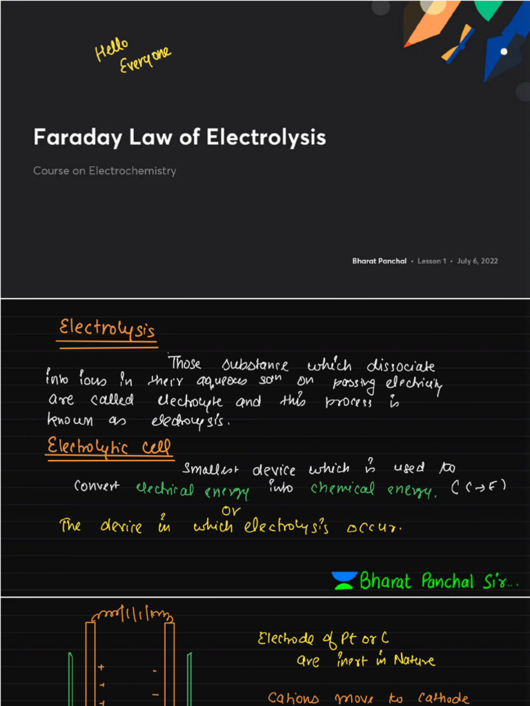 Faraday Law of Electrolysis With Anno | PDF