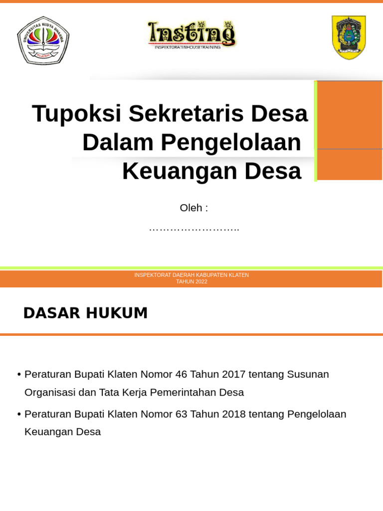 Materi - TUPOKSI SEKDES | PDF