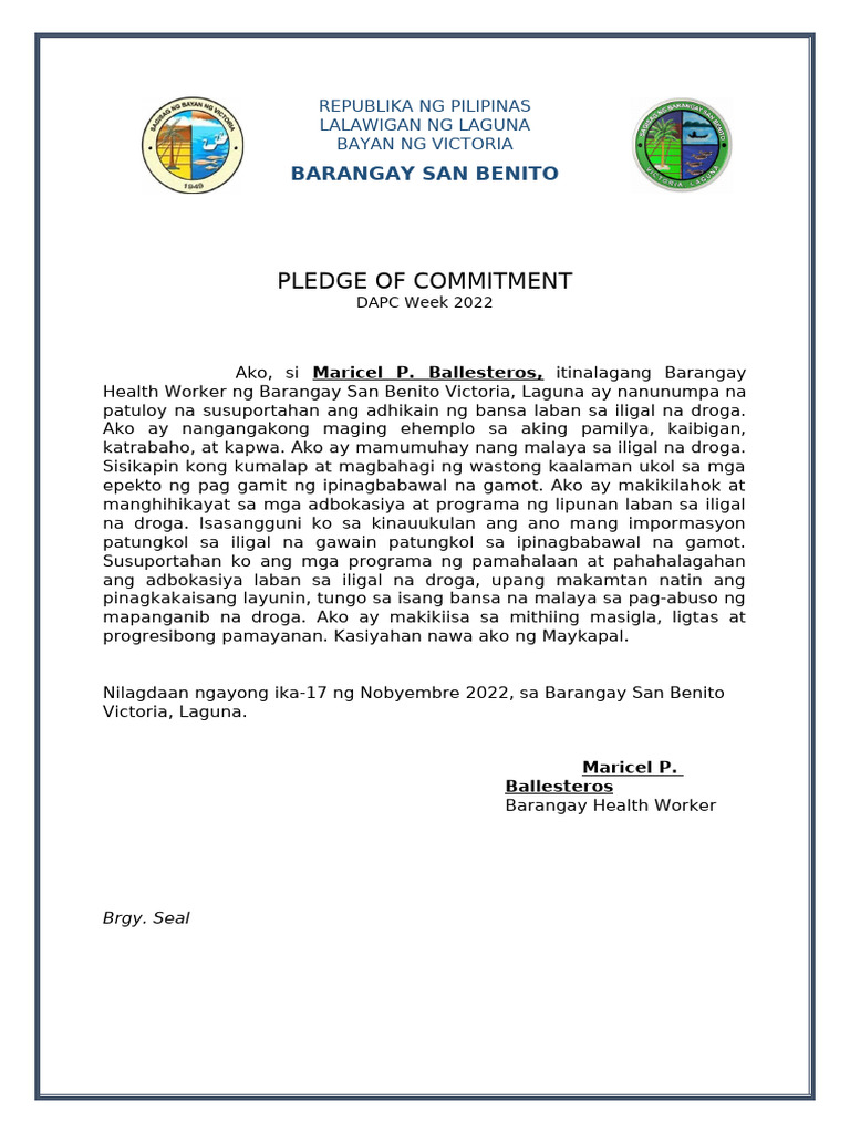 Pledge of Commitment | PDF