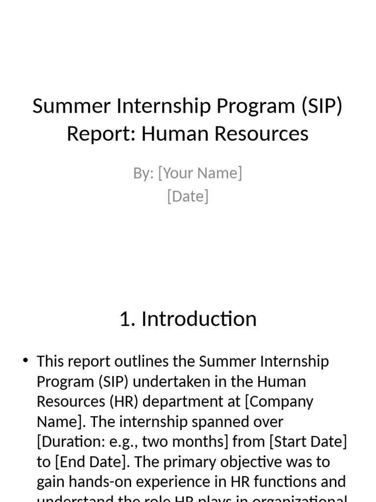 SIP Report HR Internship | PDF