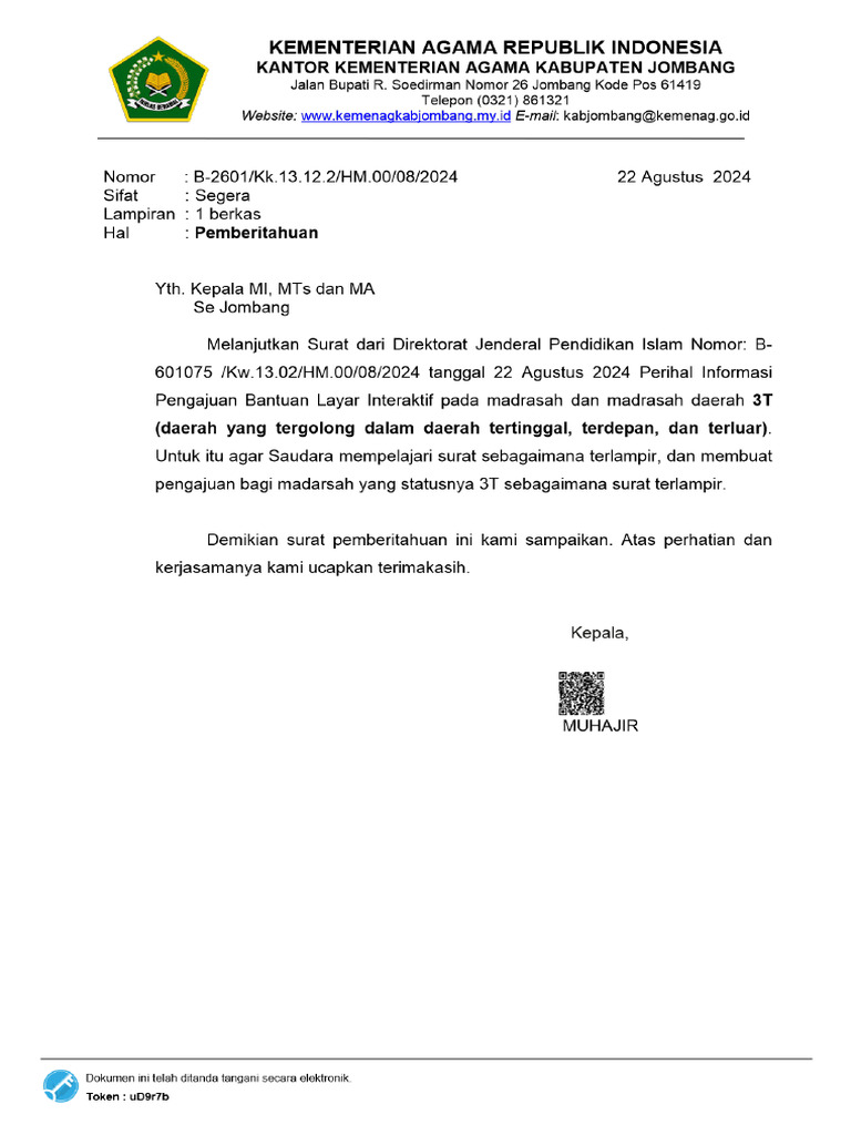 Pemberitahuan Pengajuan Bantuan Layar Interaktif | PDF