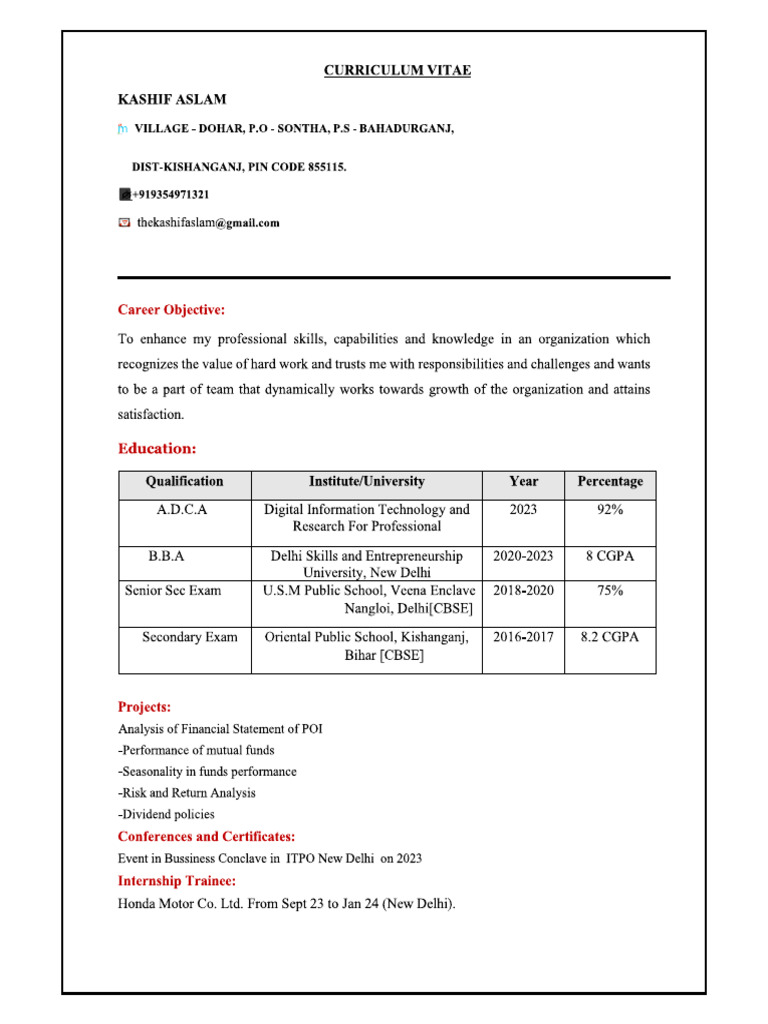 Kashif Aslam Resume | PDF
