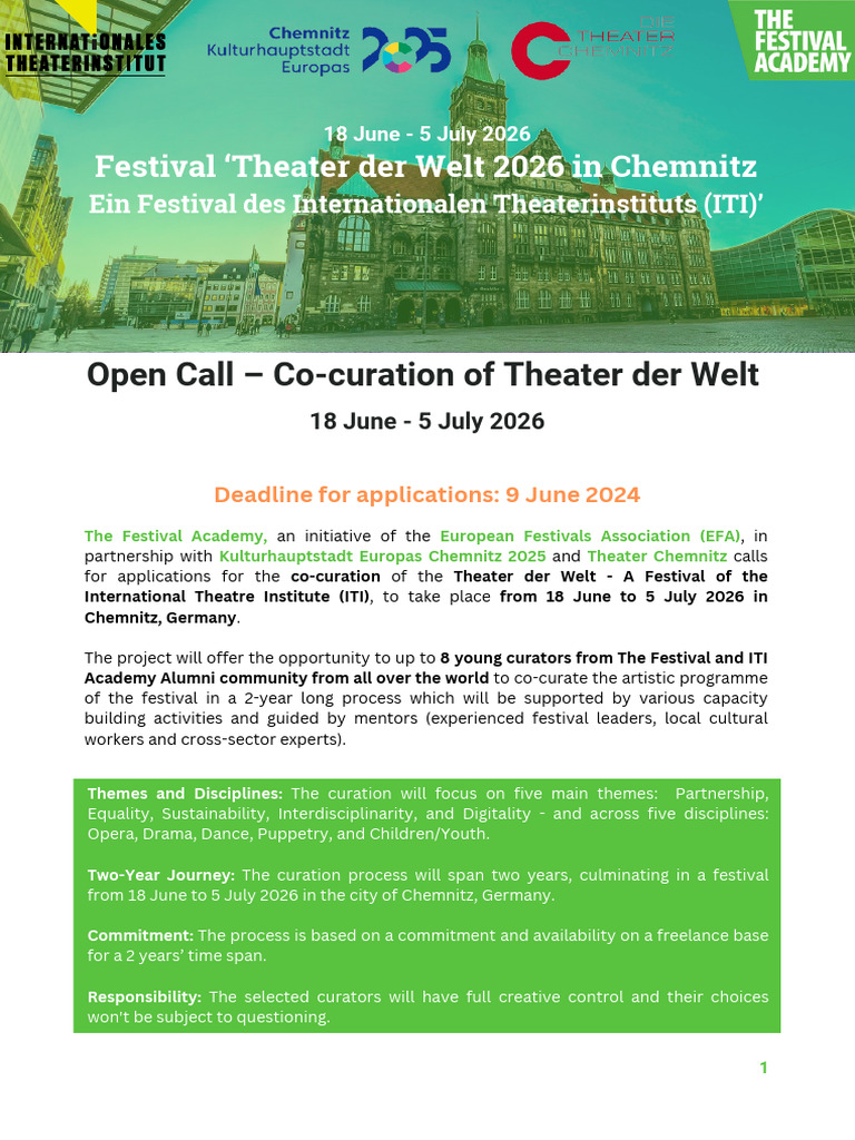 Open Call - Theater Der Welt-2026 060524 Final Version | PDF
