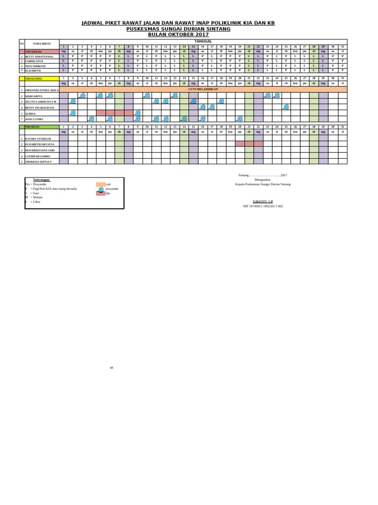 Jadwal Dinas - Januari 2019 | PDF