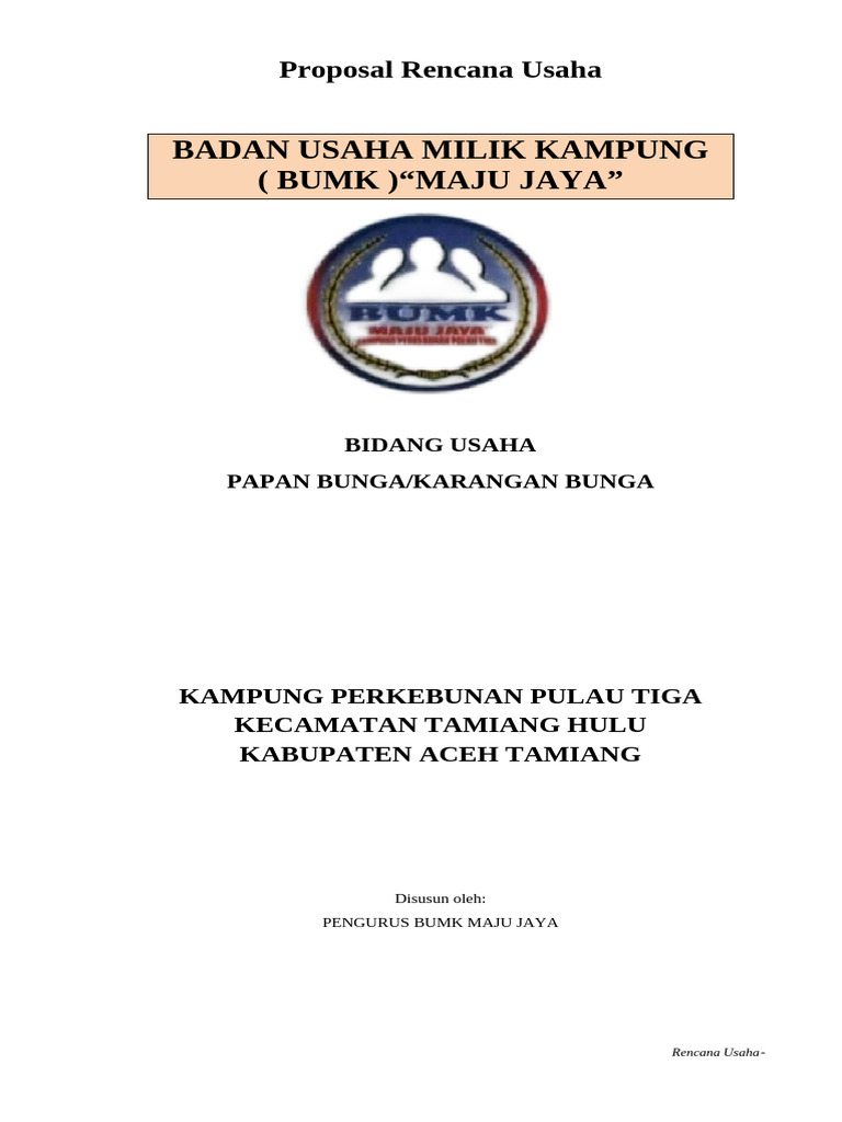 Proposal Usaha Papan Bunga BUMK | PDF